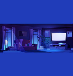 Cartoon living room at night interior Royalty Free Vector