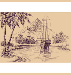 Gulf drawing top view Royalty Free Vector Image