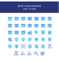 Devops software development icon set coding Vector Image