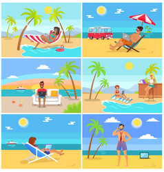 Working at the beach Royalty Free Vector Image