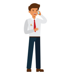 Businessman making business call cartoon flat Vector Image