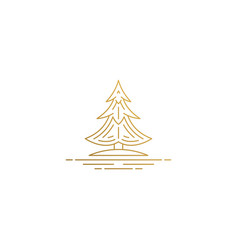 Simple line art evergreen pine tree logo design Vector Image