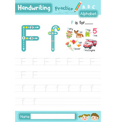 Letter f uppercase tracing practice worksheet Vector Image