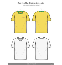 Over fit tee shirt fashion flat technical drawing Vector Image