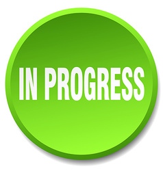 In progress orange round flat isolated push button