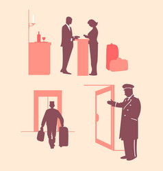 Hotel staff cartoon set Royalty Free Vector Image