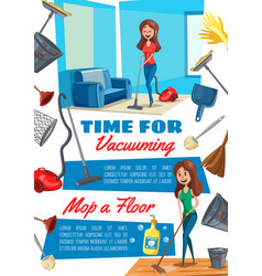 House cleaning poster with household item frame Vector Image