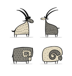 Goats and rams collection for your design Vector Image