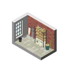 Storeroom interior with metal storage Royalty Free Vector