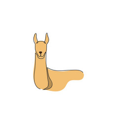 One continuous line drawing cute elegant llama Vector Image