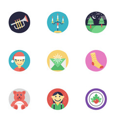 Flat icons set of landscape and nature Royalty Free Vector