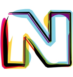 Grunge colorful font Letter N Royalty Free Vector Image