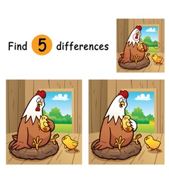 Find differences game hen chicken Royalty Free Vector Image