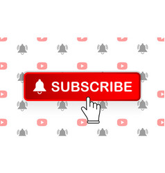 Red subscribe button with mouse pointer and Vector Image