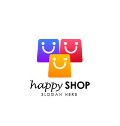 Happy shopping logo design template shopping cart Vector Image