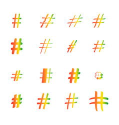 Hashtag signs number sign hash sign collection Vector Image