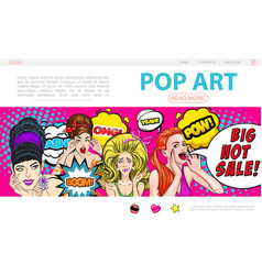 Pop art bright web page concept Royalty Free Vector Image
