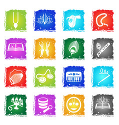 Hare krishna icon set Royalty Free Vector Image