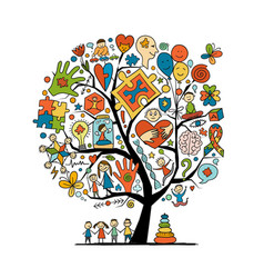 World autism awareness day art concept tree Vector Image