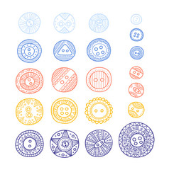 Set cloth buttons in different designs in boho Vector Image