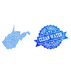 Mosaic map of west bengal state with water dews Vector Image