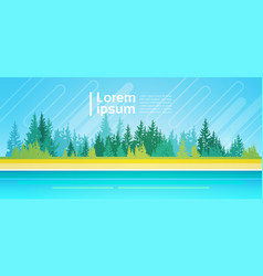Four forest scenes with trees and rivers Vector Image Four forest scenes with trees and rivers Vector Image