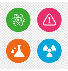 Attention radiation icons chemistry flask Vector Image