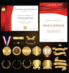 Collection of certificate badges labels shields Vector Image