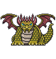 Pixel dragon art 8 bit objects retro game assets Vector Image