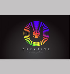 Colorful rainbow u letter logo design with oval Vector Image