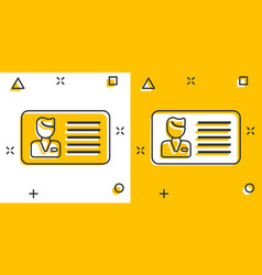 Id card icon in comic style identity tag cartoon Vector Image