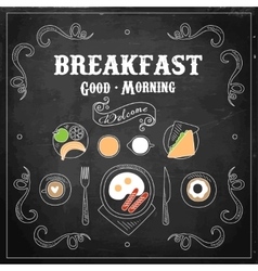 Breakfast menu on the chalkboard Royalty Free Vector Image