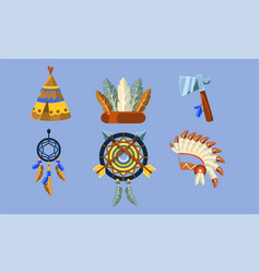 Native american indians emblems isolated on white Vector Image