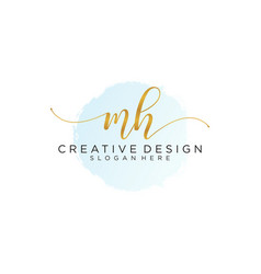 Mh initial handwriting logo design Royalty Free Vector Image