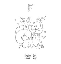 Black and white alphabet with forest animals Vector Image