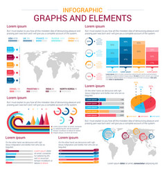 Infographic design elements with map graph chart Vector Image