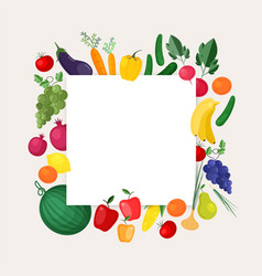 Border template with fresh vegetables Royalty Free Vector