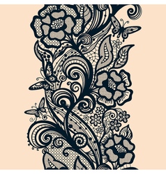 Abstract seamless lace pattern with flowers and Vector Image