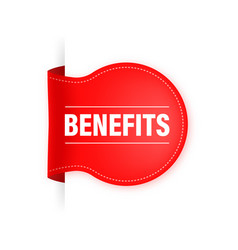 Benefits red ribbon in 3d style on white Vector Image