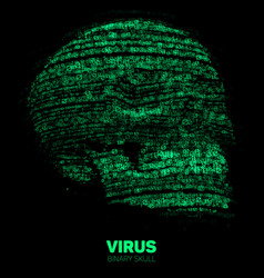 Skull constructed with green binary code Vector Image