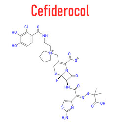 Cefiderocol molecule skeletal formula Royalty Free Vector