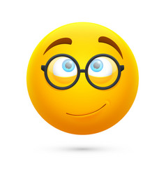 Smart smiley with glasses Royalty Free Vector Image