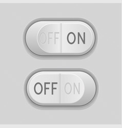 Toggle switch buttons on and off 3d oval gray Vector Image