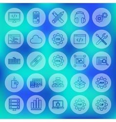 Programming Line Icons Circle Royalty Free Vector Image
