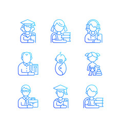 Age and gender differences linear icons set Vector Image