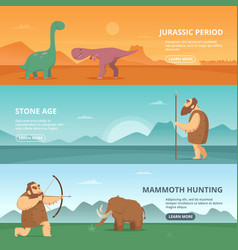Beasts ice age horizontal banners Royalty Free Vector Image