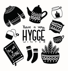 Tea time - black and white hand lettering Vector Image
