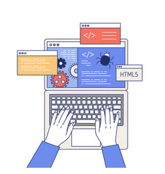 Round icon program code structure html Royalty Free Vector