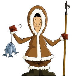 Eskimo man in fur coat Royalty Free Vector Image