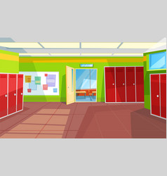 Color cartoon high school hallway Royalty Free Vector Image